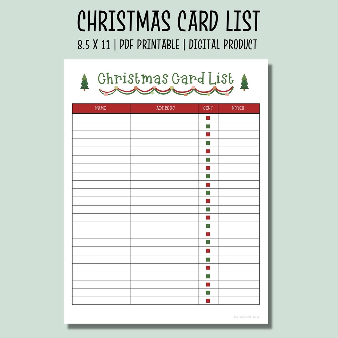 Free Printable Christmas Card List Template - Free Printable List Templates