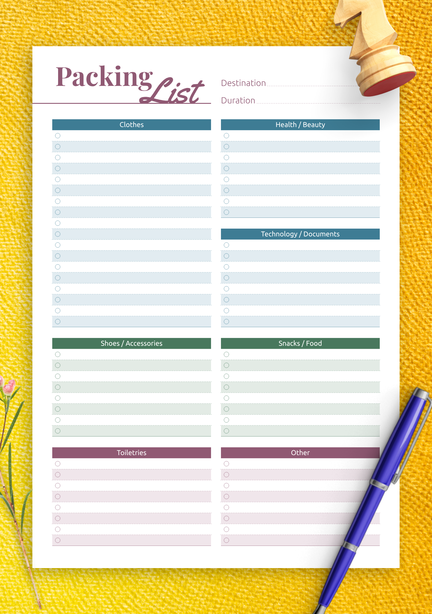 Printable Blank Packing List Template - Free Printable List Templates