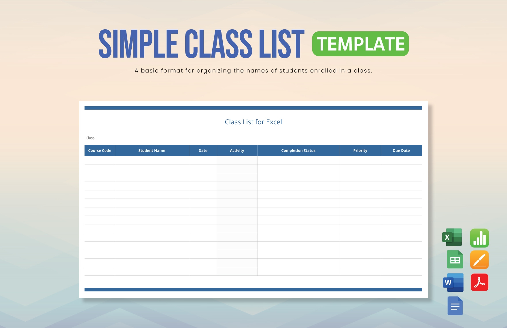 Student List Template - Free Printable List Templates