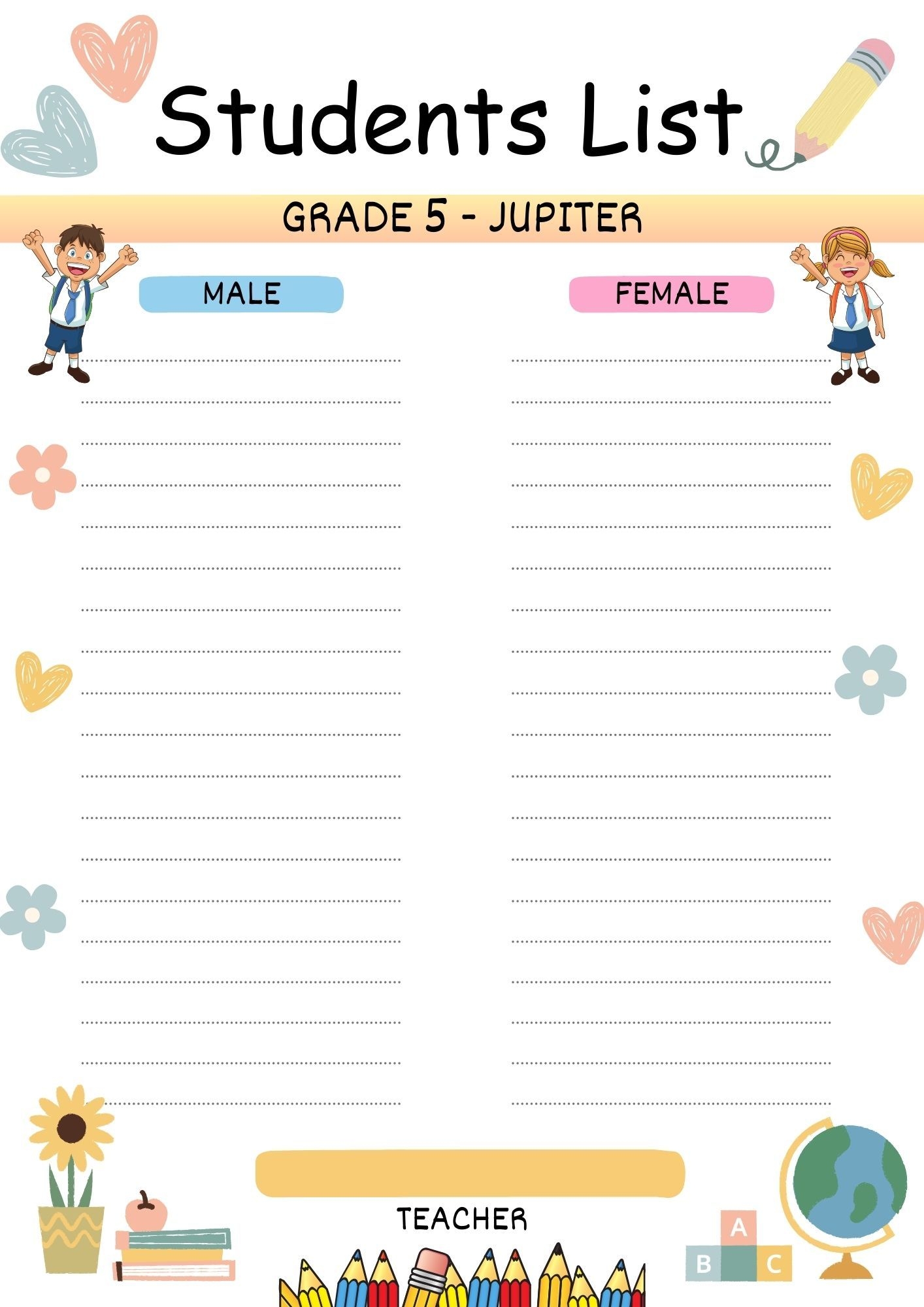 Student List Template - Free Printable List Templates